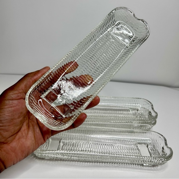 Dining | Vintage Glass Corn On Cob Dish Set Of 4 | Poshmark